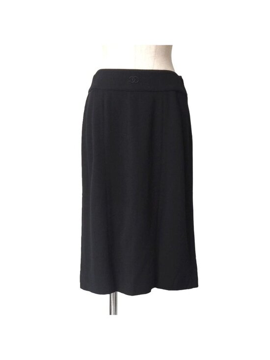 CHANEL | Skirts | Chanel Vintage Skirt 38 Cc Logo Black | Poshmark